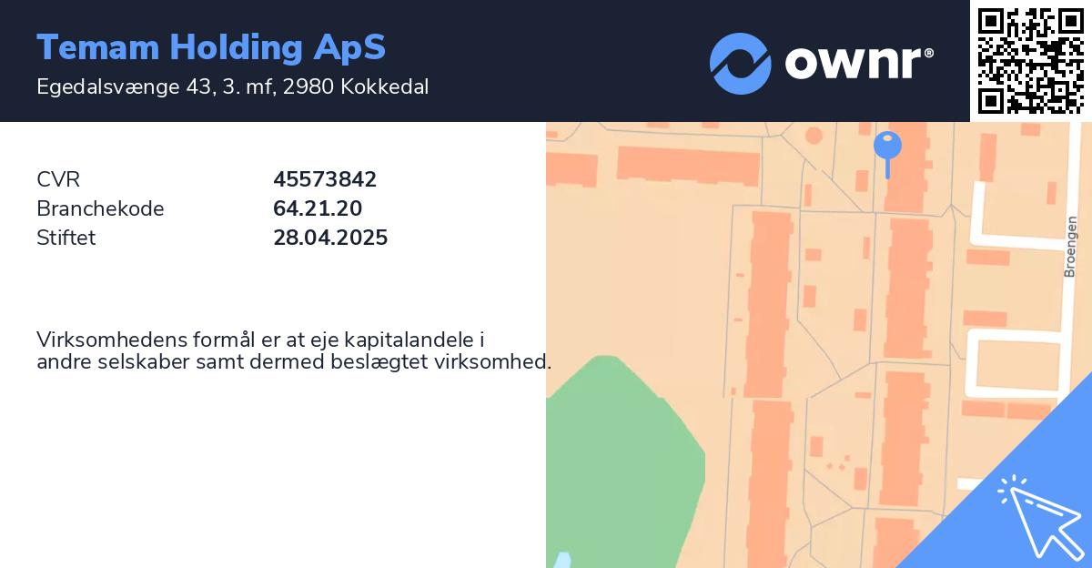 Temam Holding ApS - Se overskud, ejere, tidslinje og regnskaber - ownr®