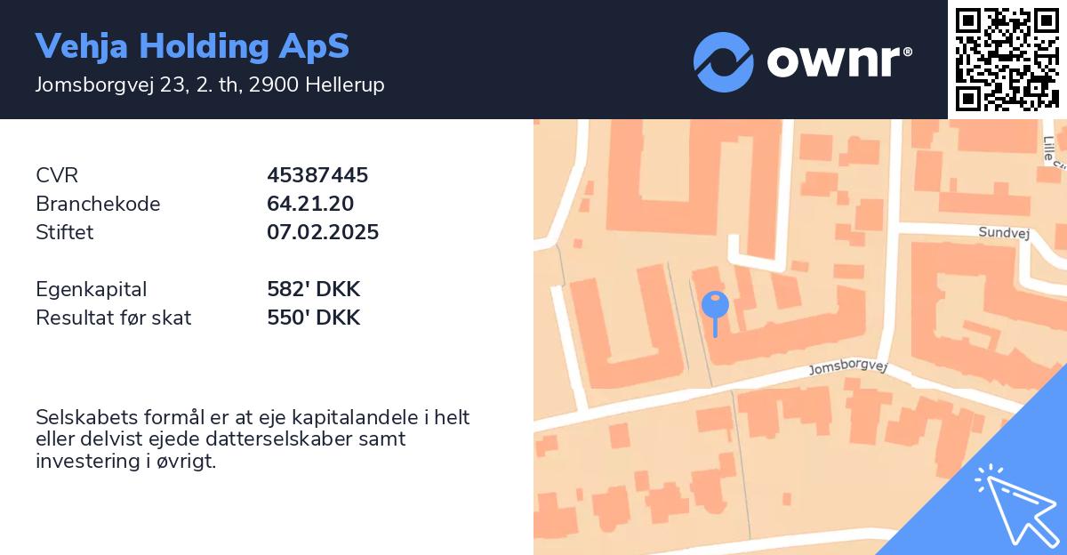 Vehja Holding ApS - Se overskud, ejere, tidslinje og regnskaber - ownr®