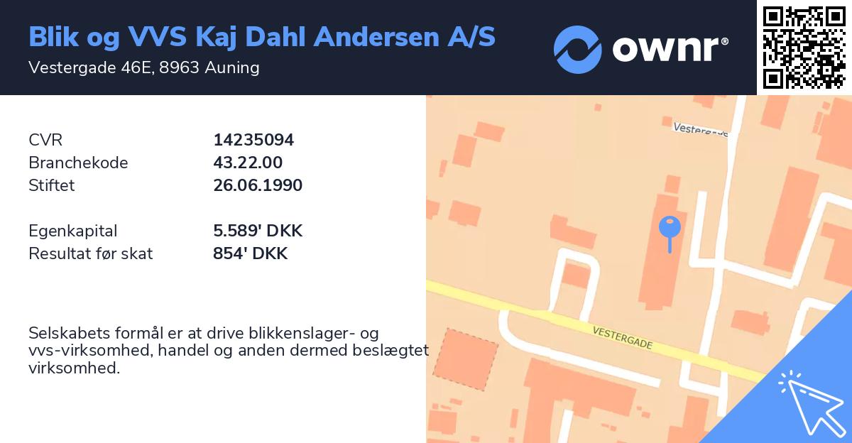 Blik og VVS Kaj Dahl Andersen A/S - Se overskud, ejere, tidslinje og regnskaber - ownr®