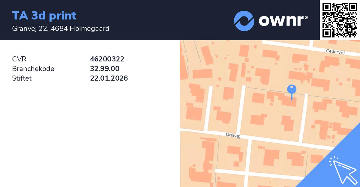 TA 3d print - Se overskud, ejere, tidslinje og regnskaber - ownr®