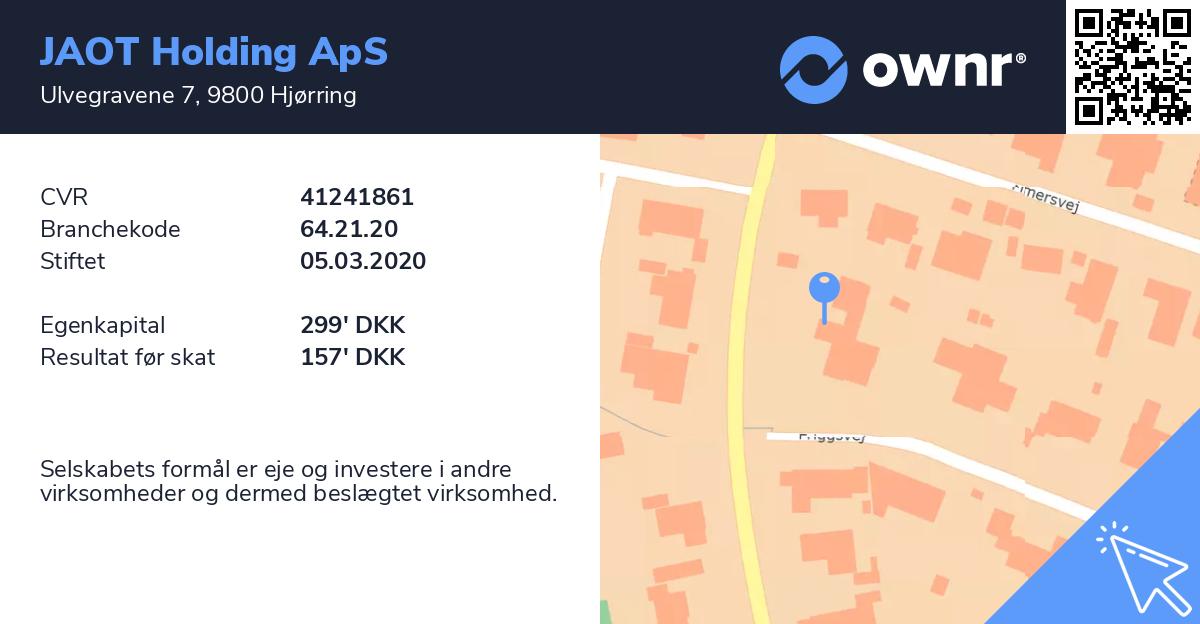 JAOT Holding ApS - Se overskud, ejere, tidslinje og regnskaber - ownr®