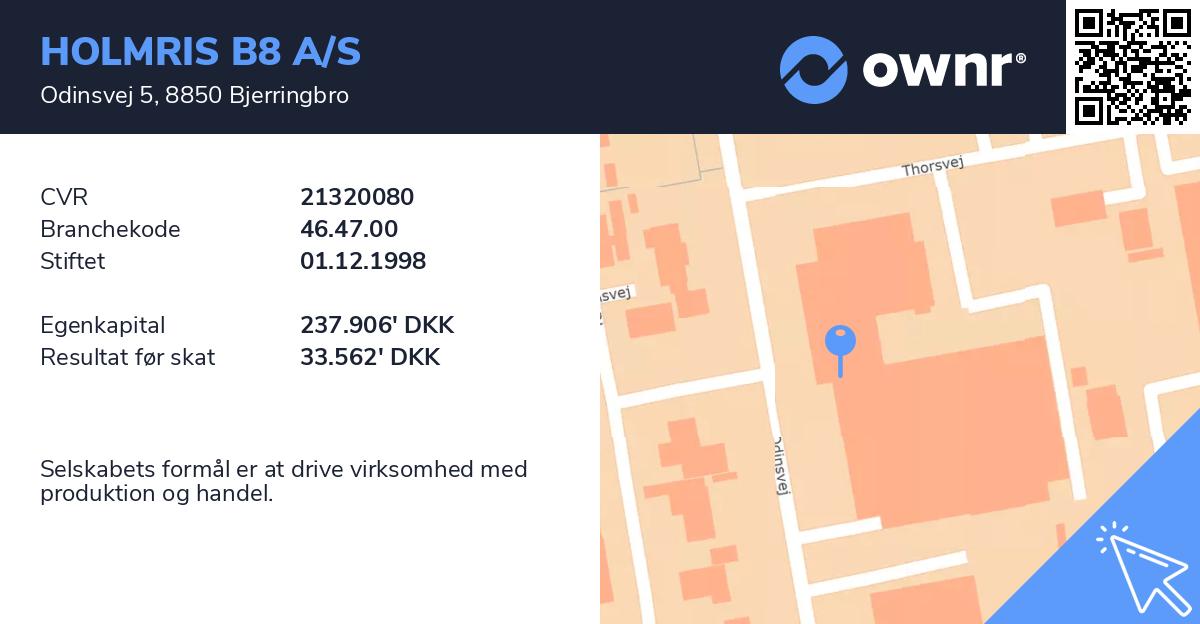 Holmris B8 A/S - Se overskud, ejere, tidslinje og regnskaber - ownr®