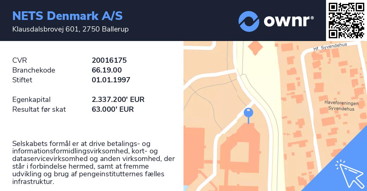 NETS Denmark A/S - Se overskud, ejere, tidslinje og regnskaber - ownr®