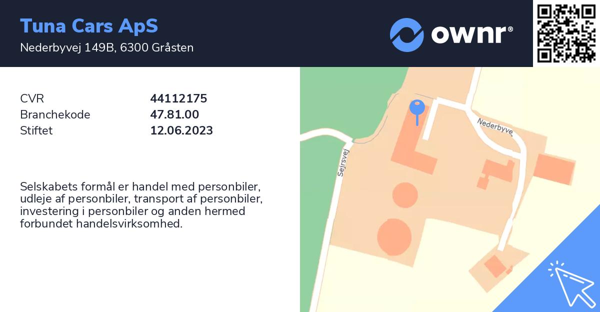 Tuna Cars ApS - Se overskud, ejere, tidslinje og regnskaber - ownr®