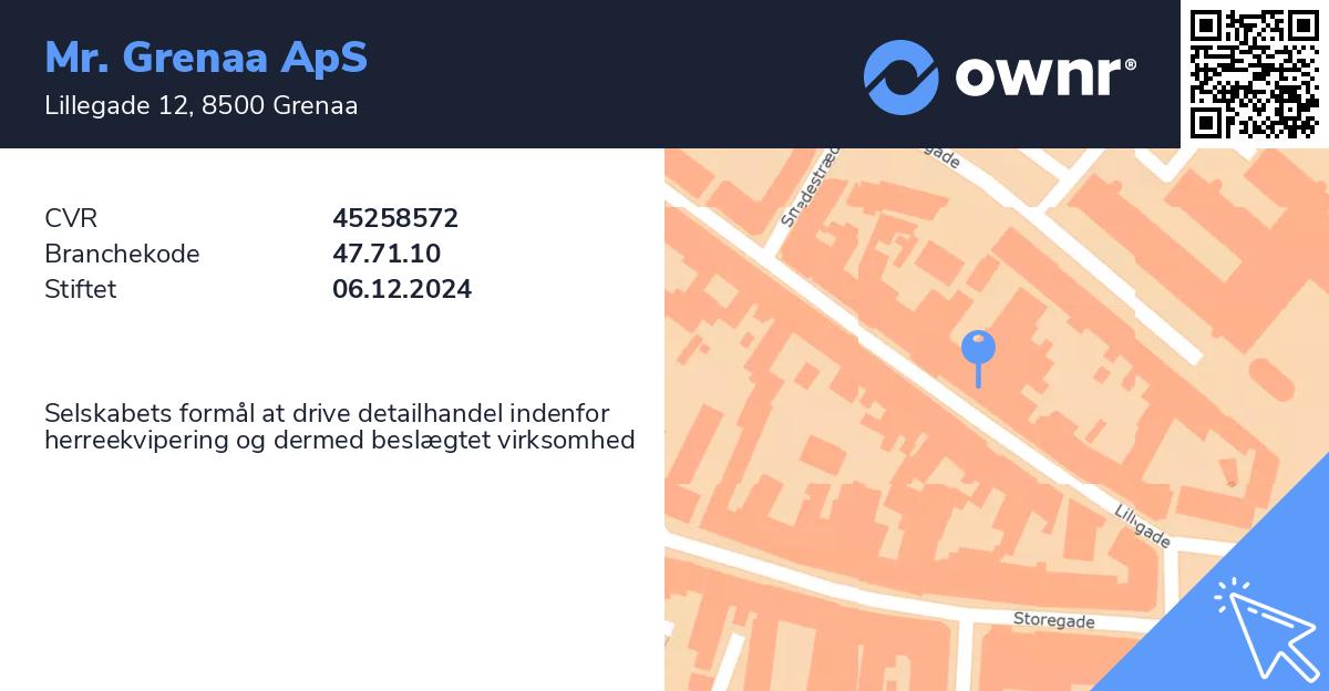 Mr. Grenaa ApS - Se overskud, ejere, tidslinje og regnskaber - ownr®