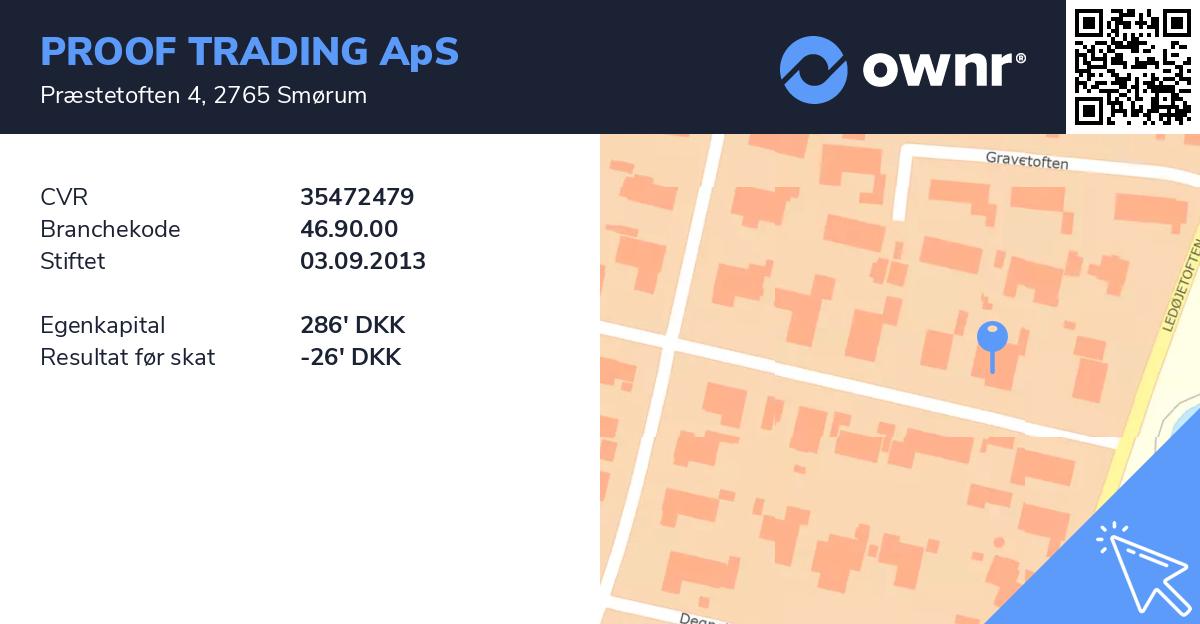 PROOF TRADING ApS - Se overskud, ejere, tidslinje og regnskaber - ownr®