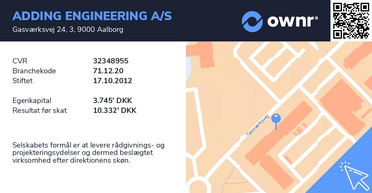 ADDING ENGINEERING ApS - Se overskud, ejere, tidslinje og regnskaber - ownr®