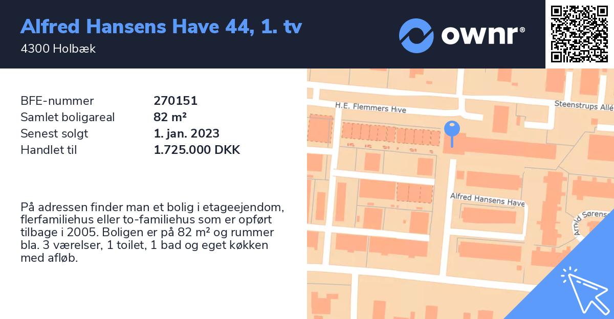 Se ejendommen på Alfred Hansens Have 44, 1. tv, 4300 Holbæk - ownr®