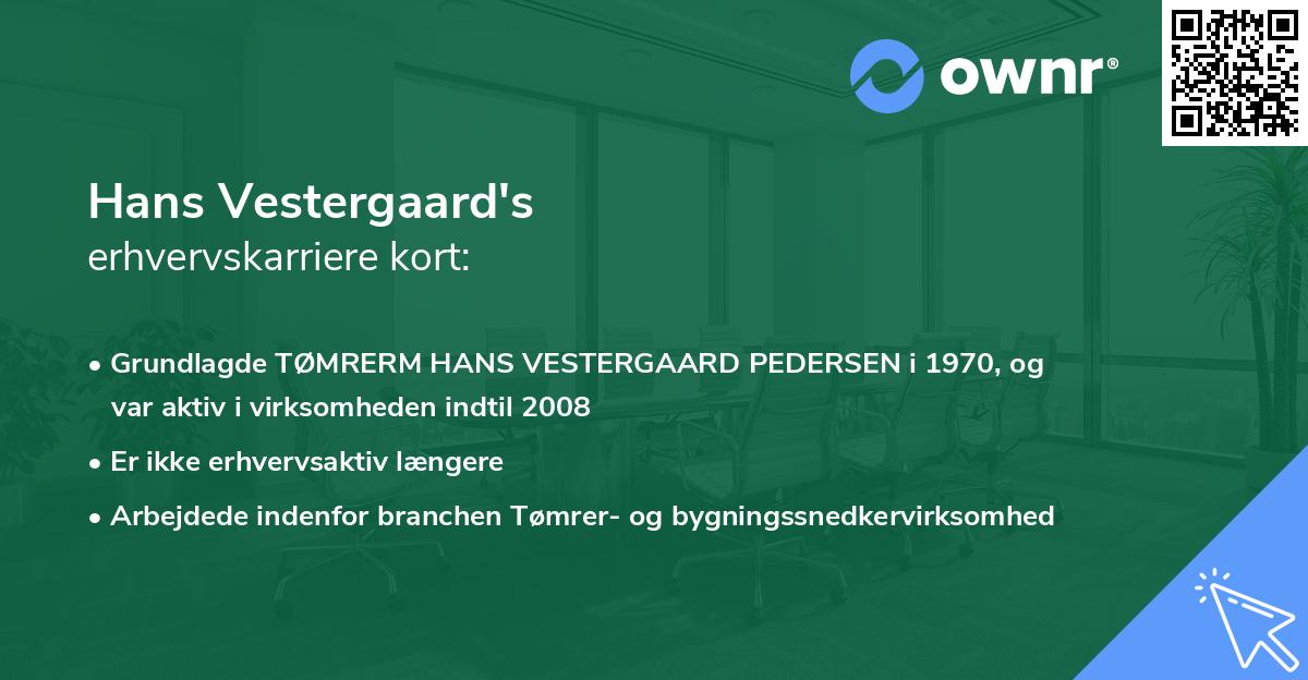 Hans Vestergaard har 0 erhvervsroller - ownr®