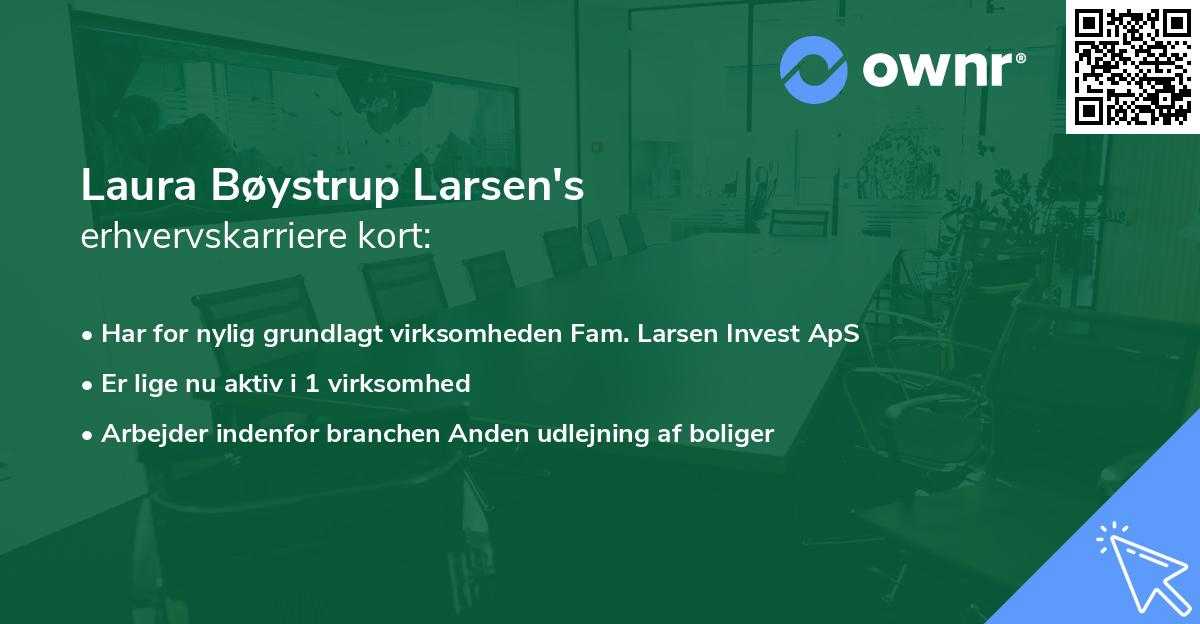 Laura Bøystrup Larsen har 1 erhvervsrolle » Er bosat i Kistrup - ownr®