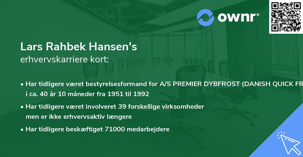 Lars Rahbek Hansen har 0 erhvervsroller - ownr®