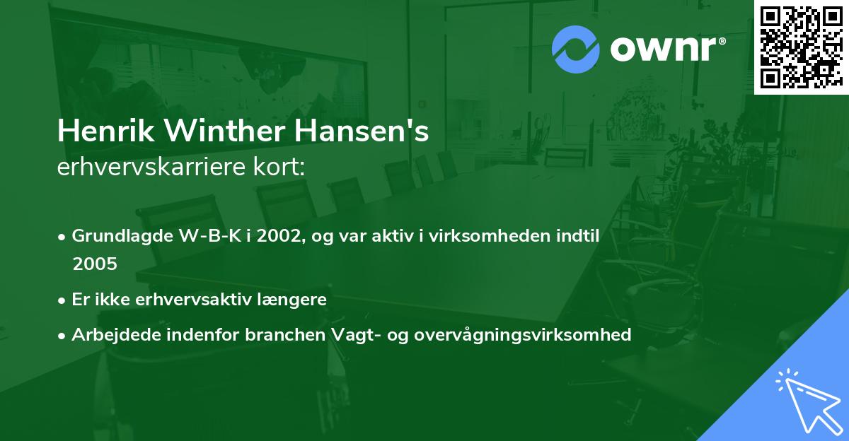 Henrik Winther Hansen har 0 erhvervsroller » Er bosat i Danmark - ownr®