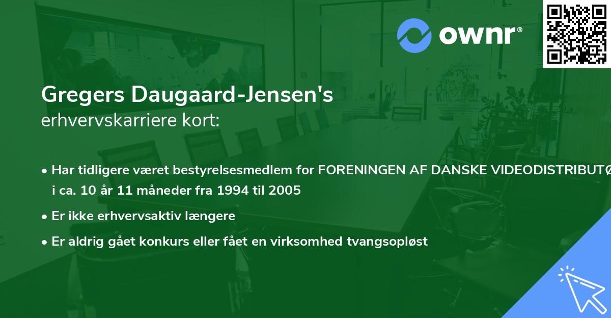 Gregers Daugaard-Jensen har 0 erhvervsroller » Er bosat i Danmark - ownr®