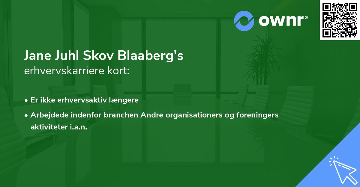 Jane Juhl Skov Blaaberg har 0 erhvervsroller » Er bosat i Danmark - ownr®