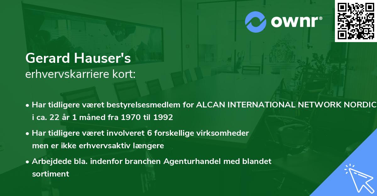 Gerard Hauser har 0 erhvervsroller » Er bosat i udlandet - ownr®