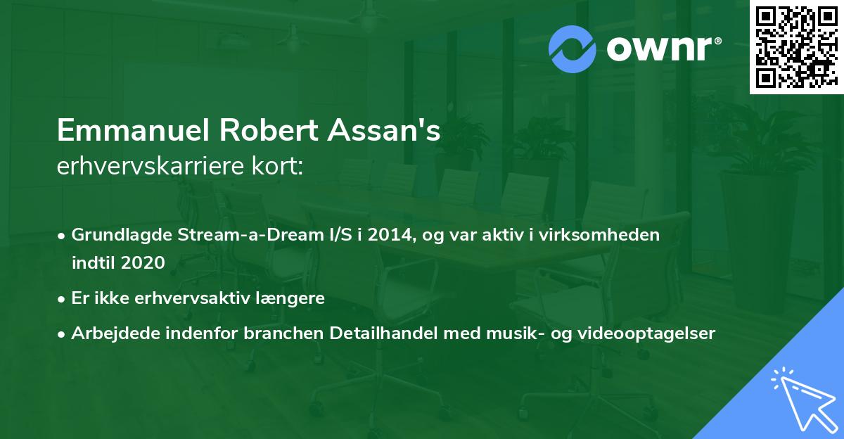 Emmanuel Robert Assan har 0 erhvervsroller » Er bosat i Danmark - ownr®