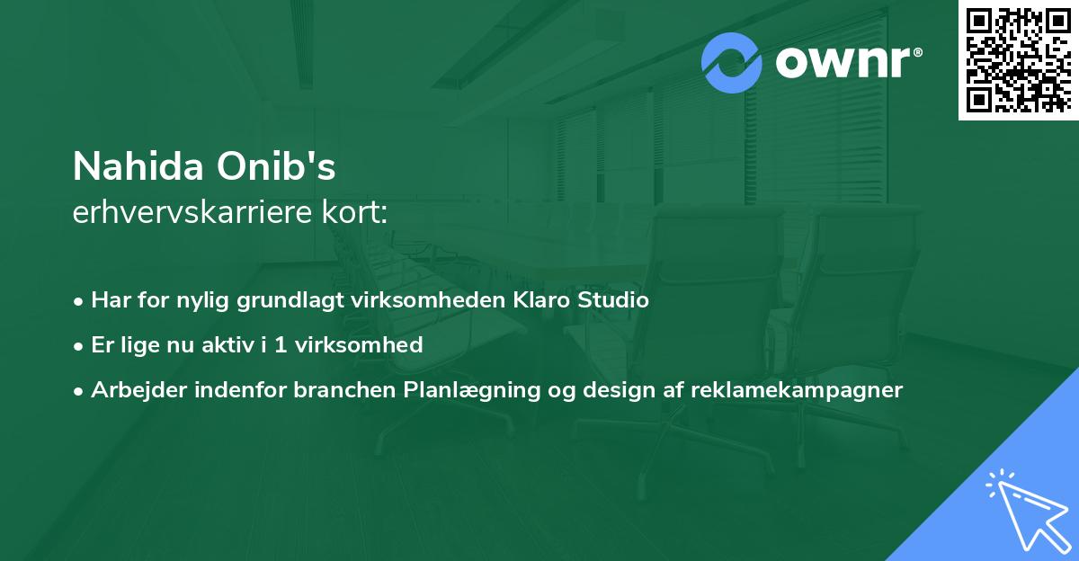 Nahida Onib har 2 erhvervsroller » Er bosat i Danmark - ownr®