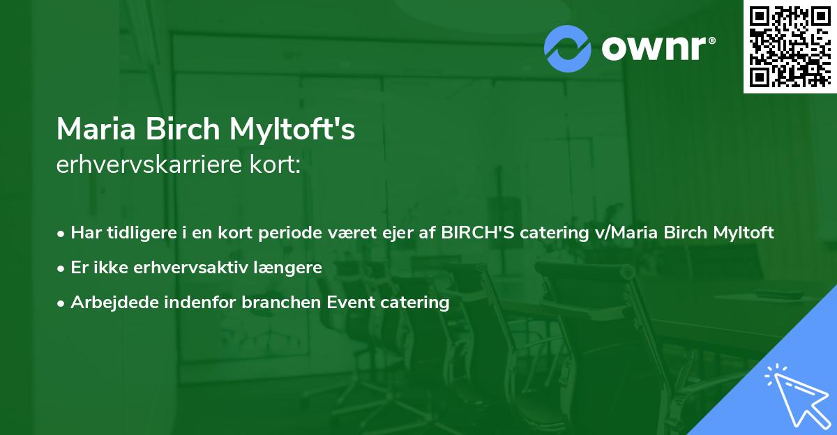 Maria Birch Myltoft har 0 erhvervsroller » Er bosat i Danmark - ownr®