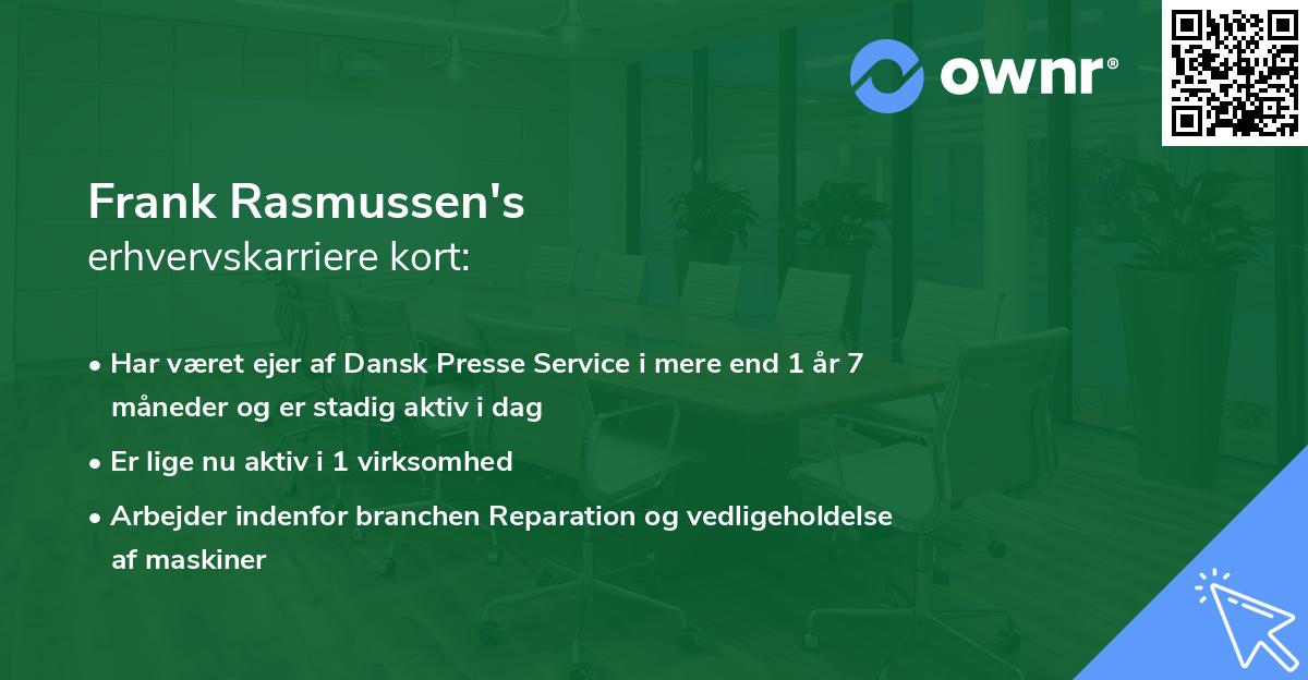 Frank Rasmussen har 0 erhvervsroller » Er bosat i Danmark - ownr®