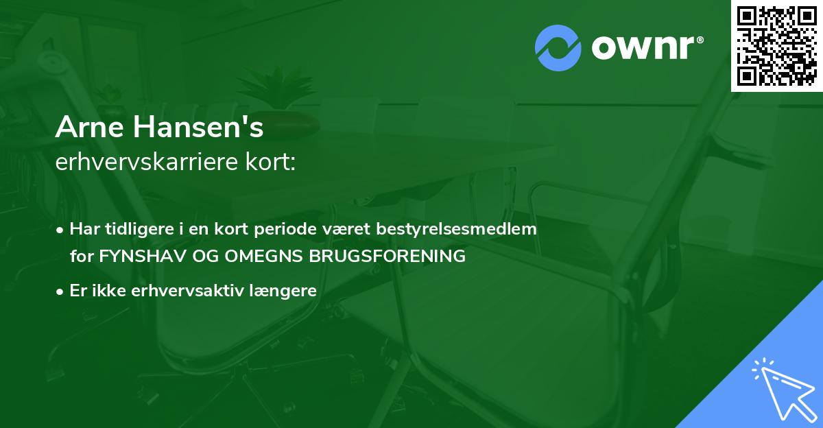 Arne Hansen har 0 erhvervsroller » Er bosat i Danmark - ownr®
