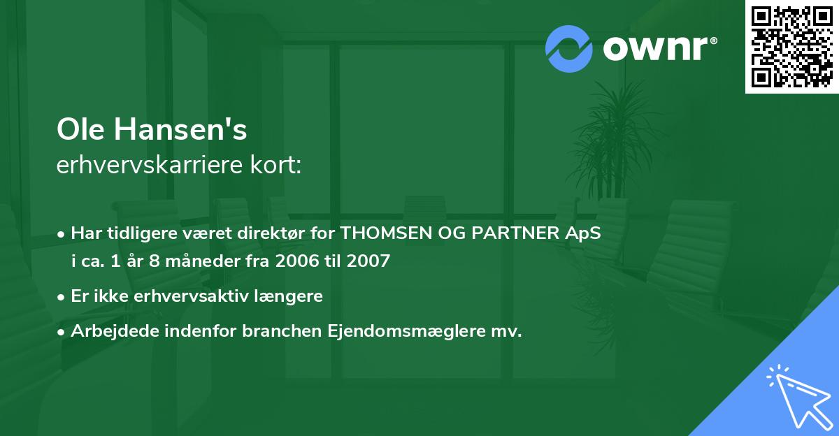 Ole Hansen har 0 erhvervsroller » Er bosat i Danmark - ownr®