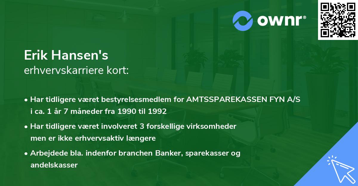 Erik Hansen har 0 erhvervsroller » Er bosat i Danmark - ownr®