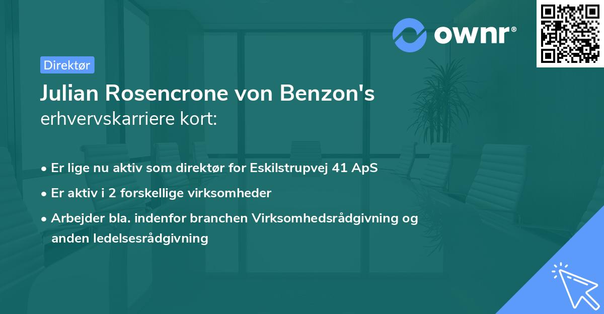 Julian Rosencrone von Benzon har 0 erhvervsroller » Er bosat i Danmark ...