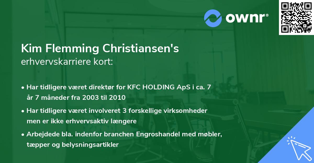 Kim Flemming Christiansen har 0 erhvervsroller » Er bosat i Danmark - ownr®