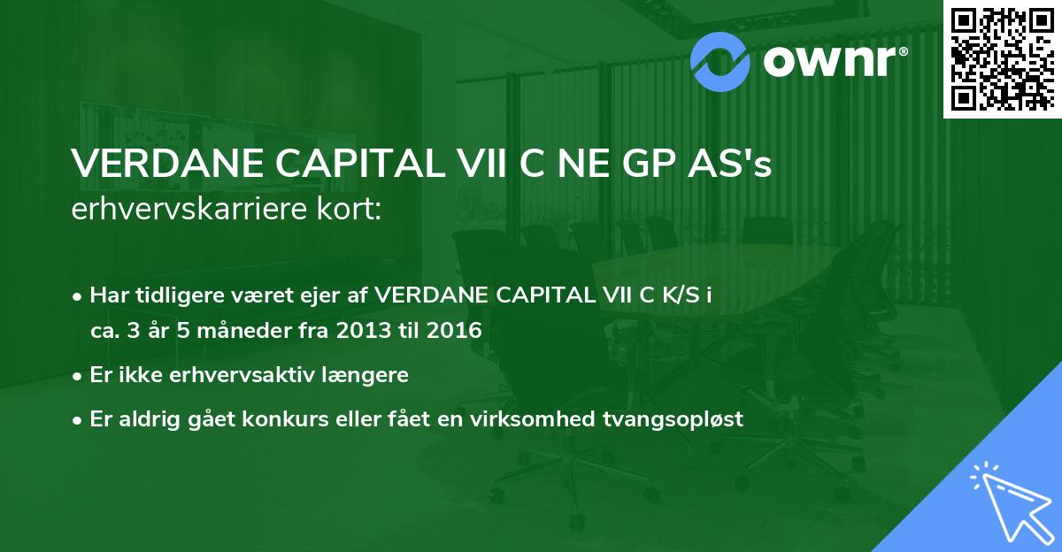 VERDANE CAPITAL VII C NE GP AS har 0 erhvervsroller - ownr®