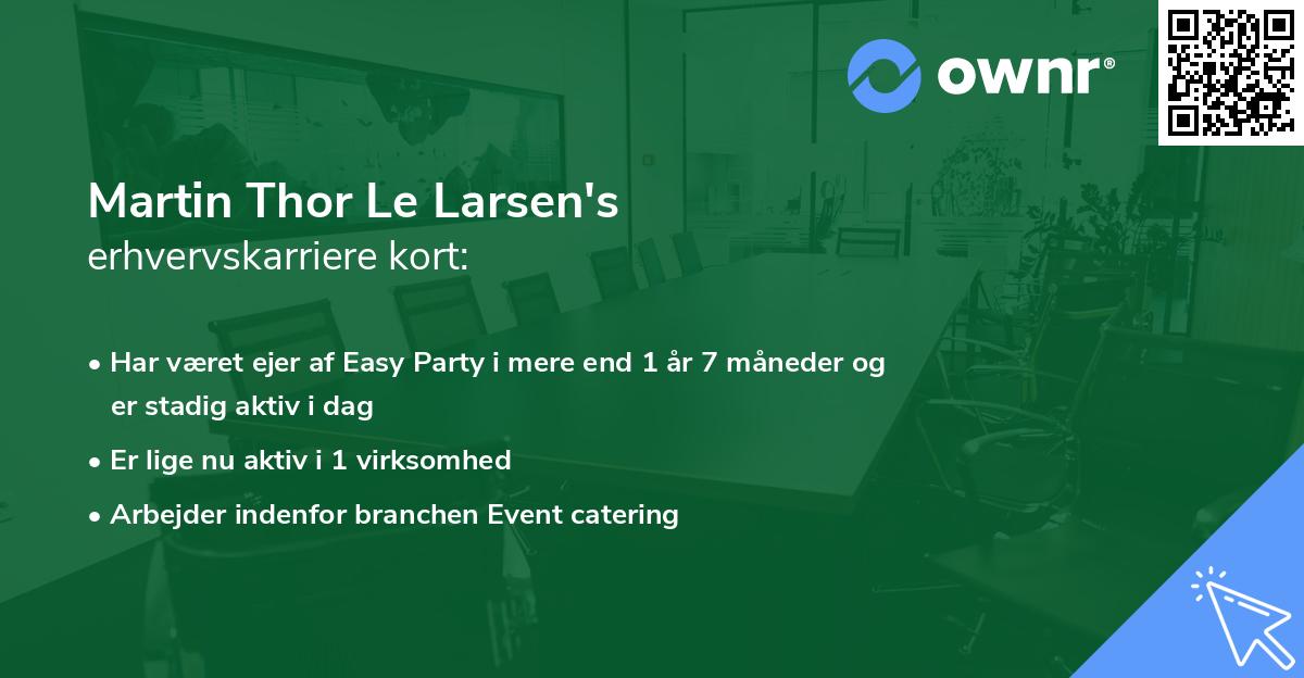 Martin Thor Le Larsen har 0 erhvervsroller » Er bosat i Danmark - ownr®