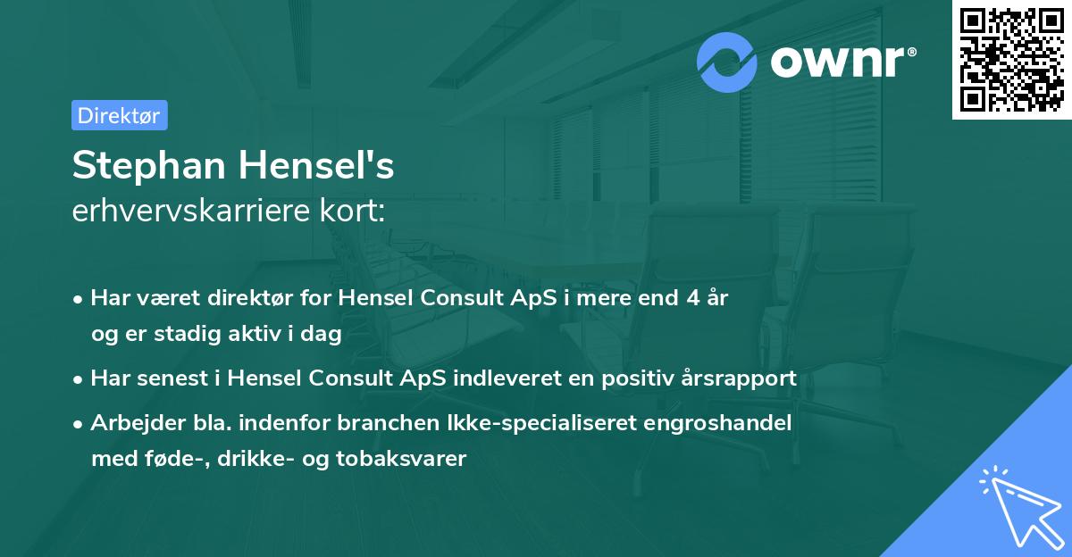 Stephan Hensel har 4 erhvervsroller » Er bosat i Danmark - ownr®