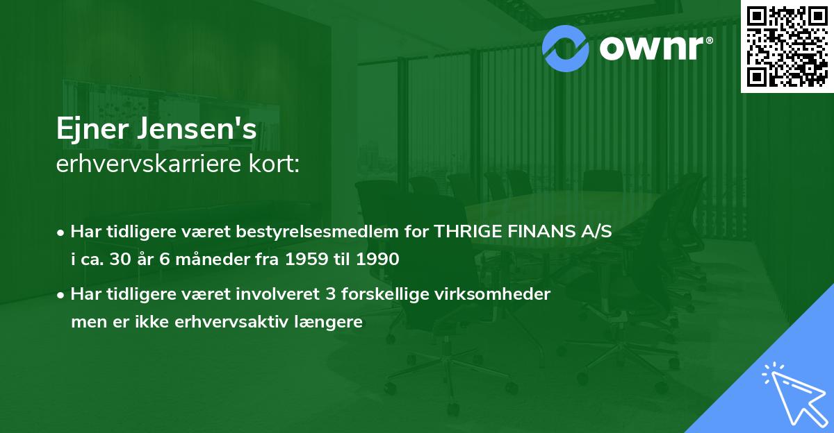 Ejner Jensen har 0 erhvervsroller » Er bosat i Danmark - ownr®