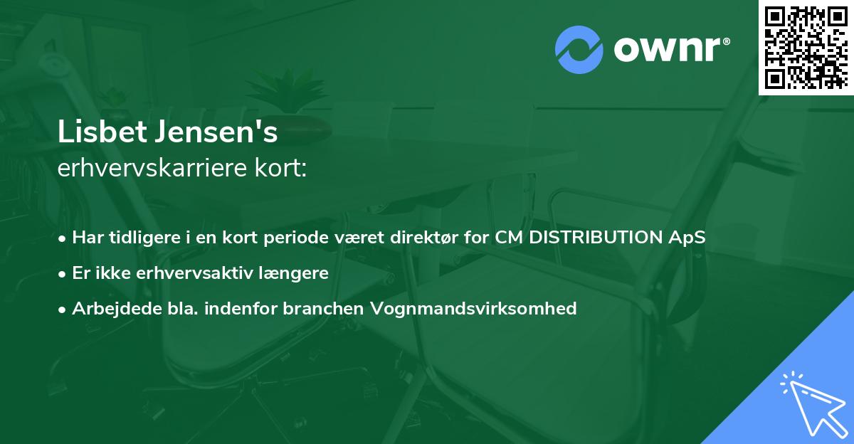 Lisbet Jensen har 0 erhvervsroller » Er bosat i Danmark - ownr®
