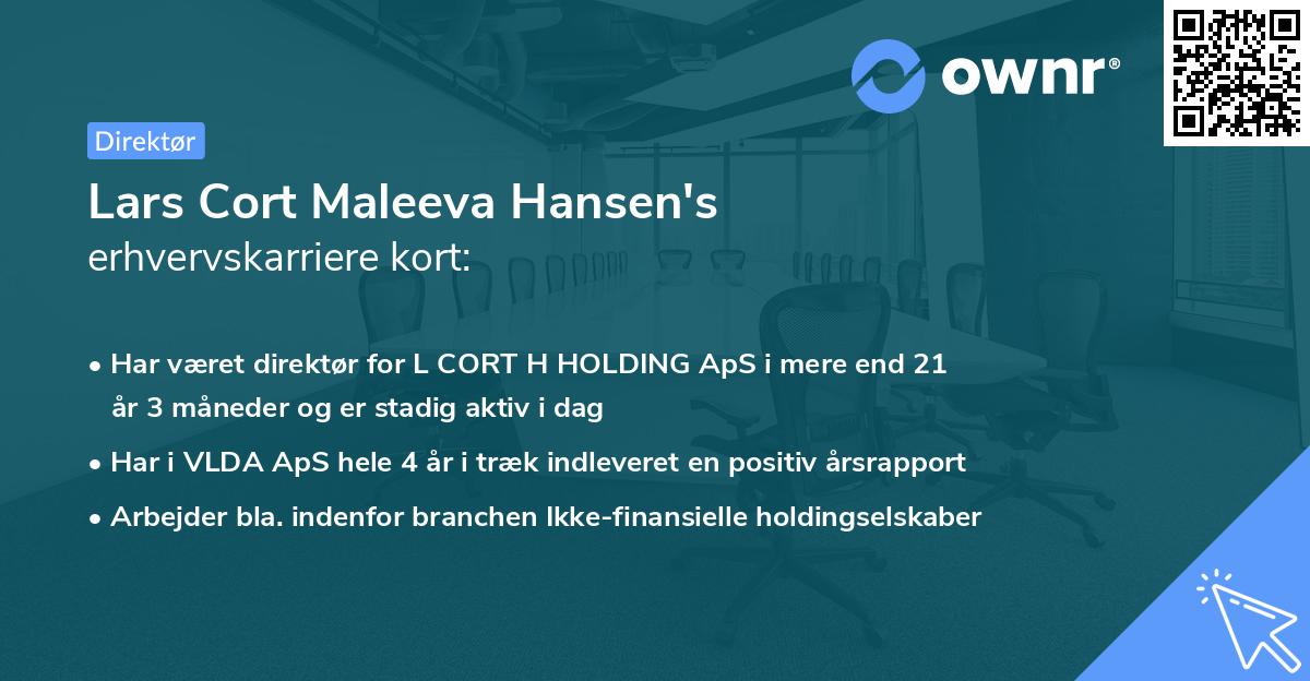 Lars Cort Maleeva Hansen har 18 erhvervsroller » Er bosat i Danmark - ownr®