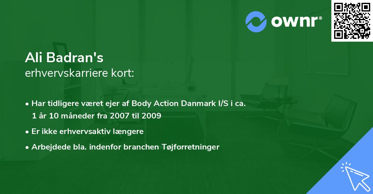 Ali Badran har 0 erhvervsroller » Er bosat i Danmark - ownr®