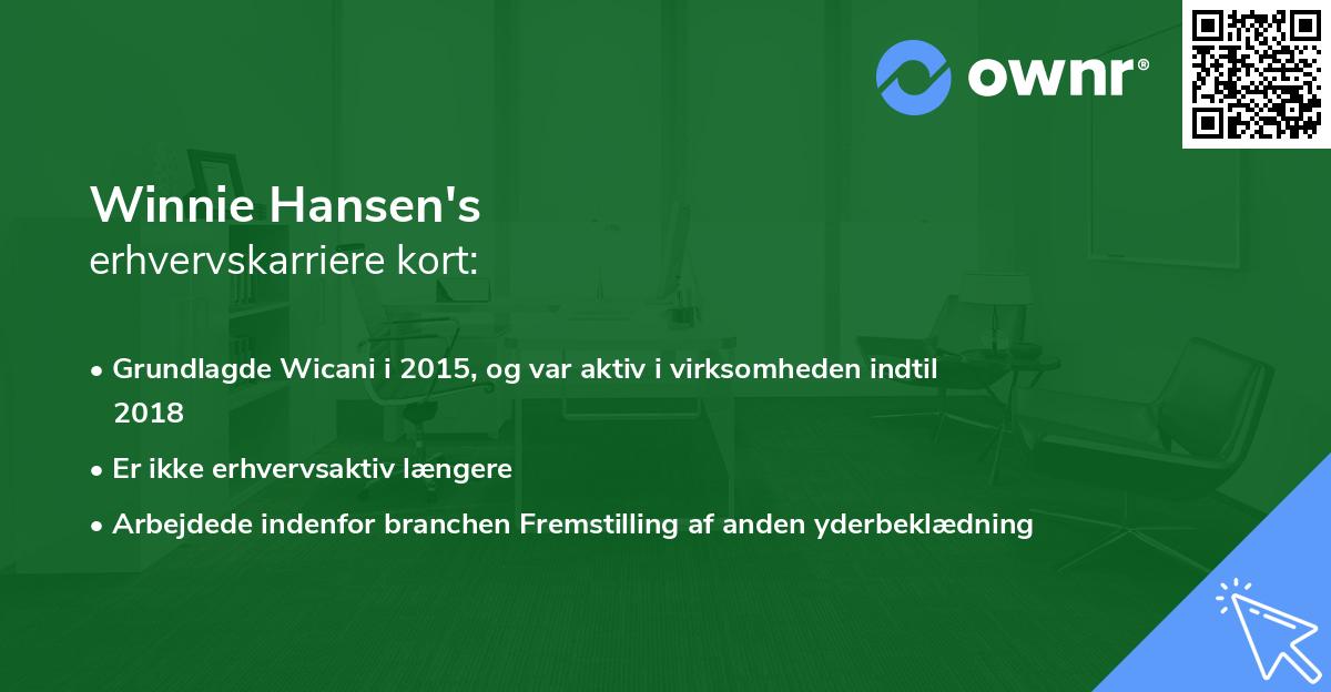 Winnie Hansen har 0 erhvervsroller » Er bosat i Danmark - ownr®