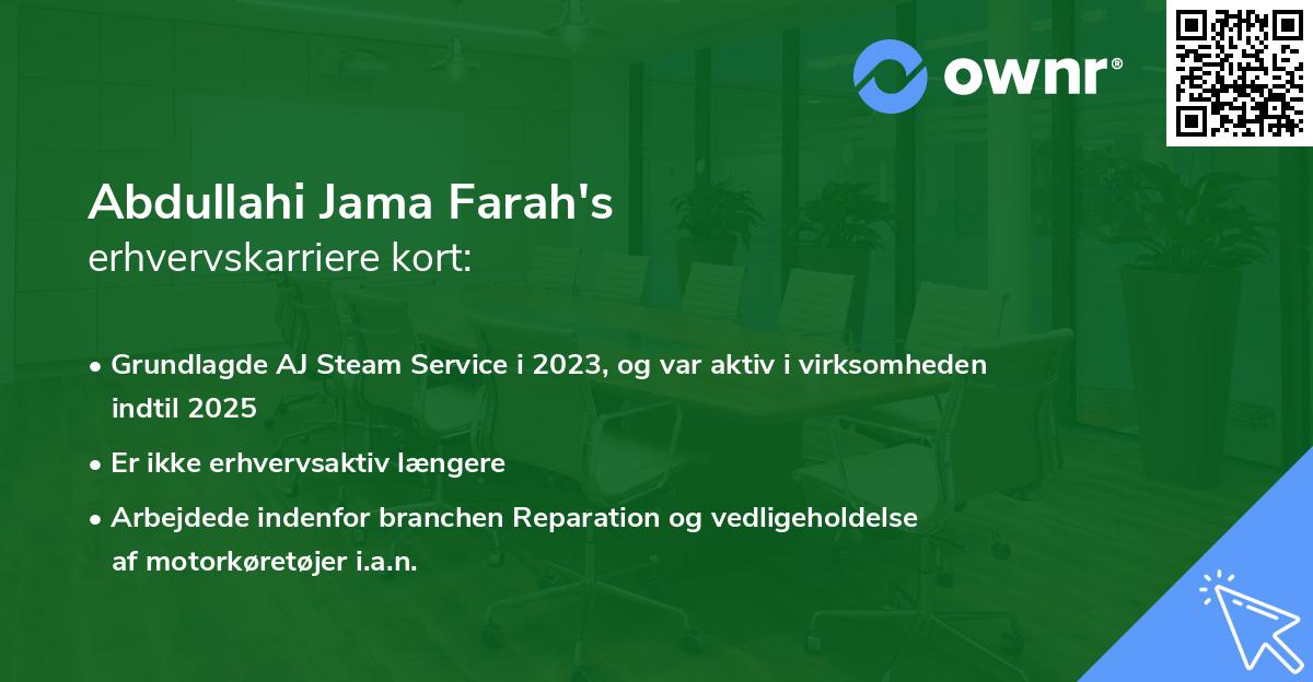 Abdullahi Jama Farah har 1 erhvervsrolle » Er bosat i Danmark - ownr®
