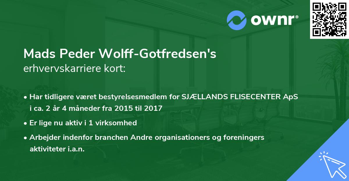 Mads Peder Wolff-Gotfredsen har 1 erhvervsrolle » Er bosat i Danmark ...