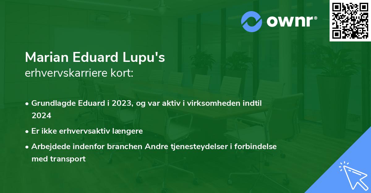 Marian Eduard Lupu har 1 erhvervsrolle - ownr®