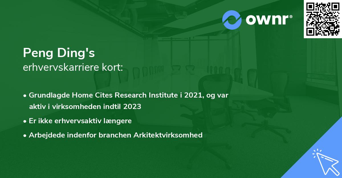 Peng Ding har 0 erhvervsroller » Er bosat i Danmark - ownr®