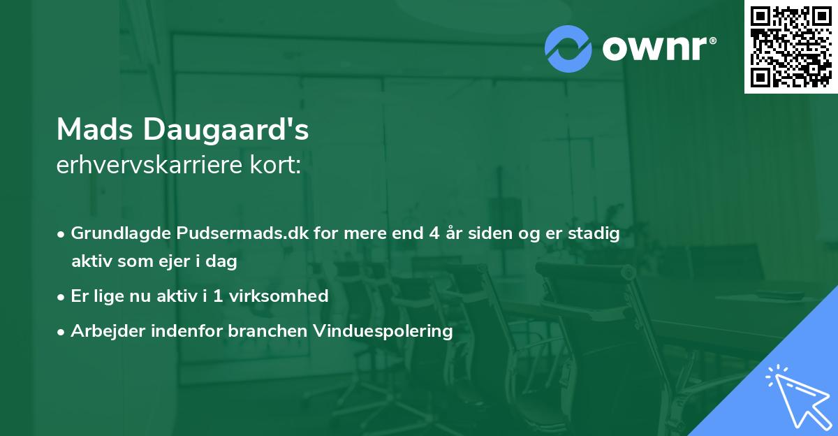 Mads Daugaard har 1 erhvervsrolle » Er bosat i Danmark - ownr®