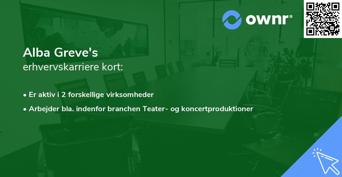 Alba Greve har 1 erhvervsrolle » Er bosat i Danmark - ownr®